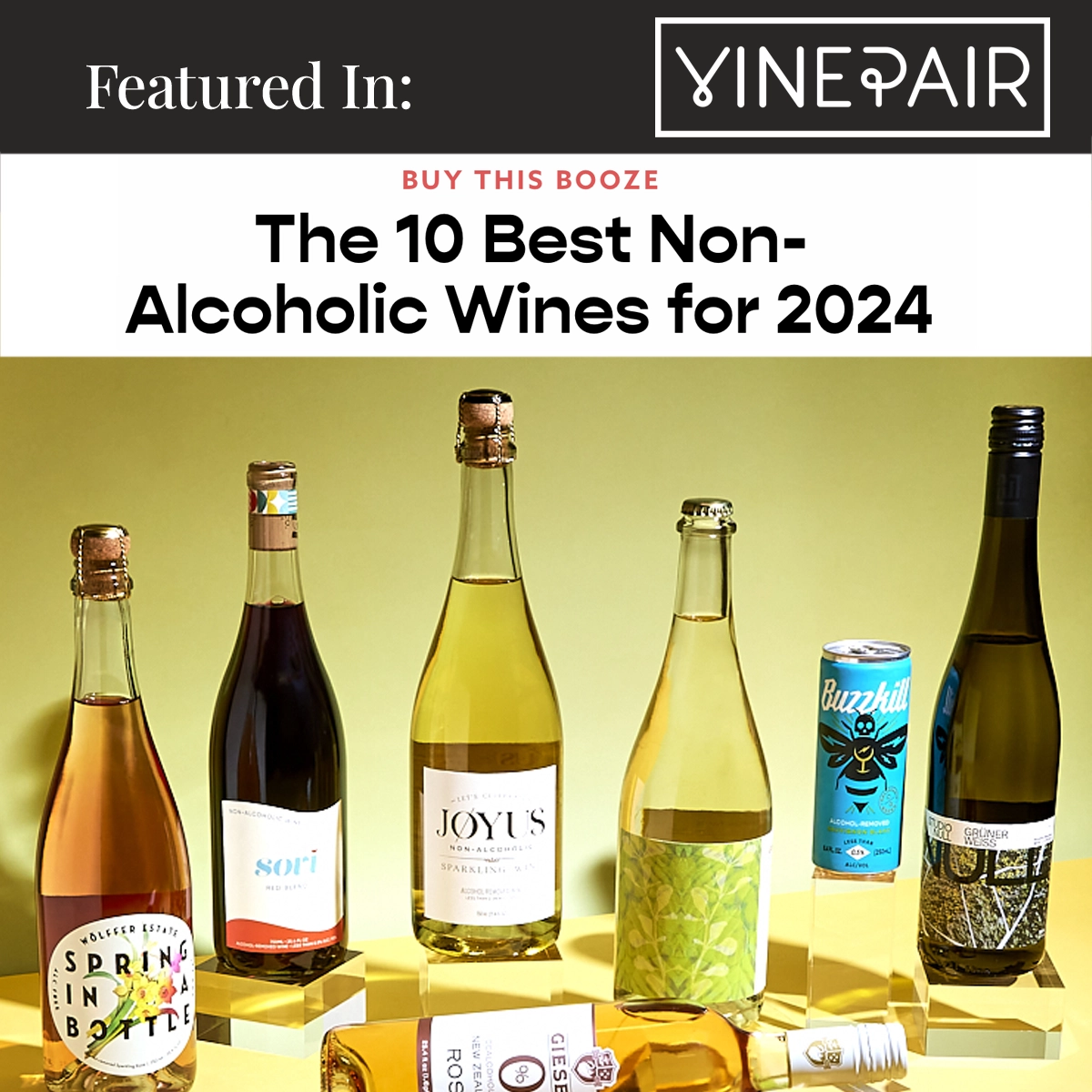 Jøyus Sparkling Wine one of VinePair's 10 Best Non-Alcoholic Wines for